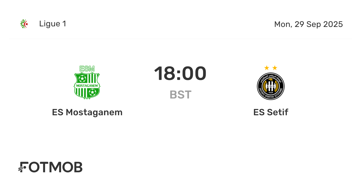 ES Mostaganem vs ES Setif - live score, predicted lineups and H2H stats