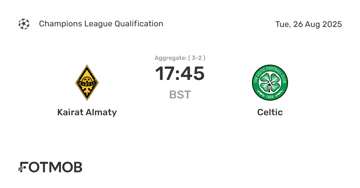 Kairat Almaty vs Celtic - live score, predicted lineups and H2H stats