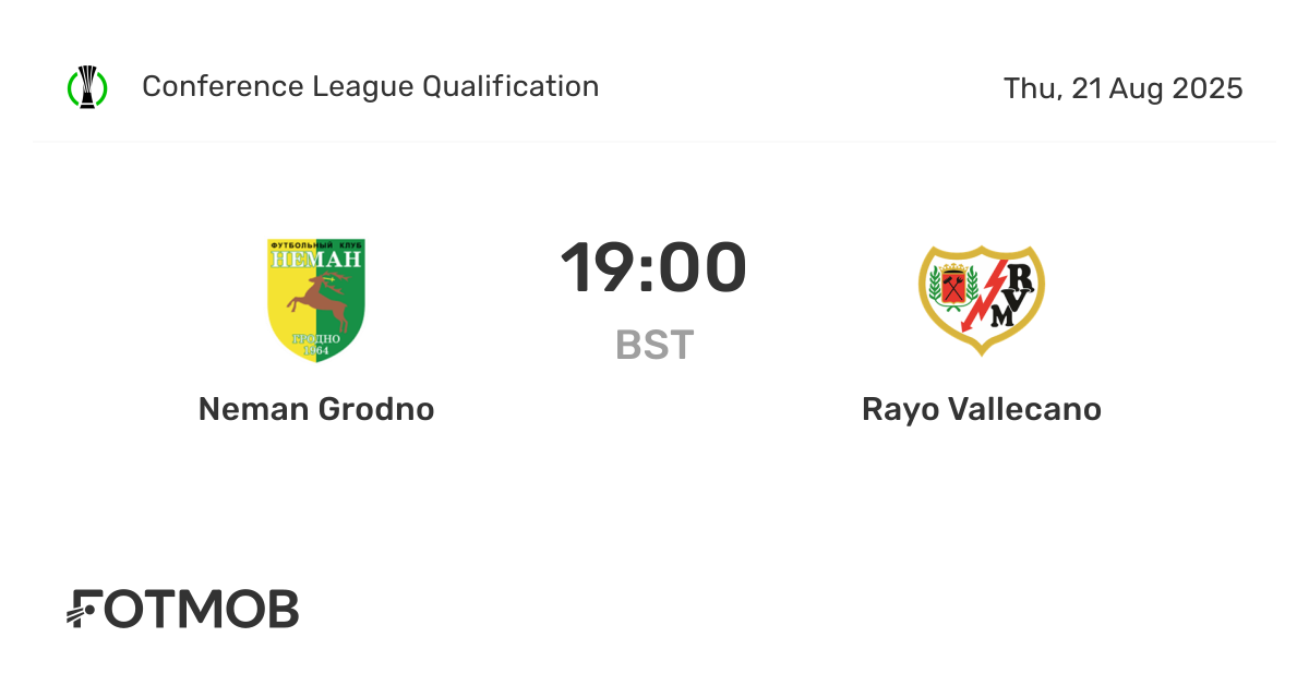 Neman Grodno vs Rayo Vallecano - live score, predicted lineups and H2H ...