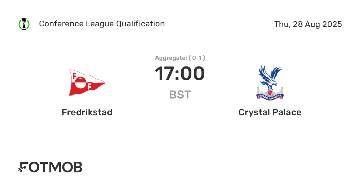 Fredrikstad vs Crystal Palace - live score, predicted lineups and H2H stats