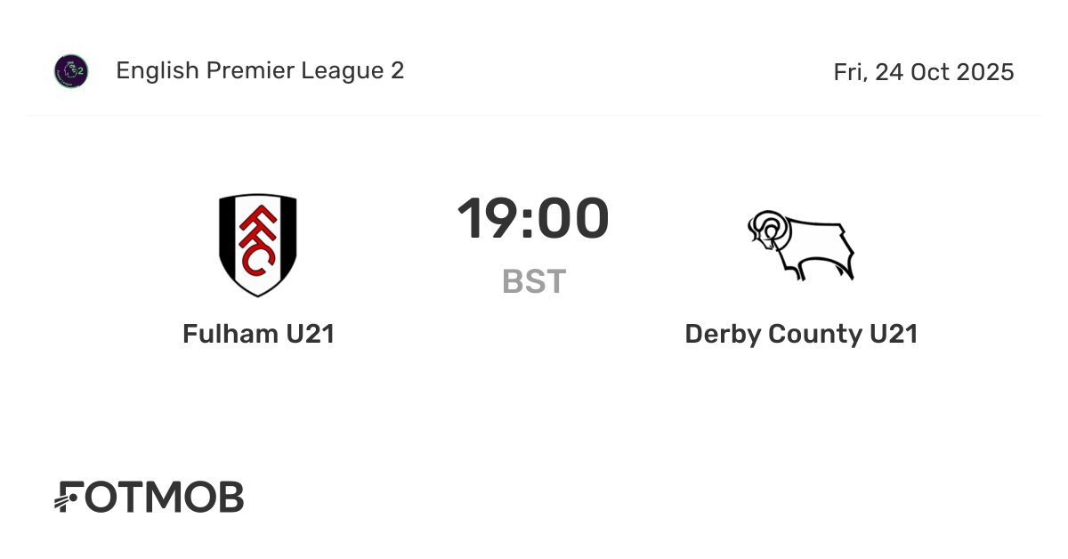 Fulham U21 vs Derby County U21 - live score, predicted lineups and H2H ...