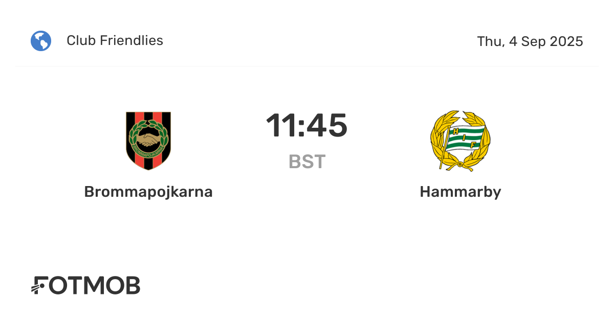 Brommapojkarna vs Hammarby - marcador en vivo, alineaciones previstas y estadísticas H2H