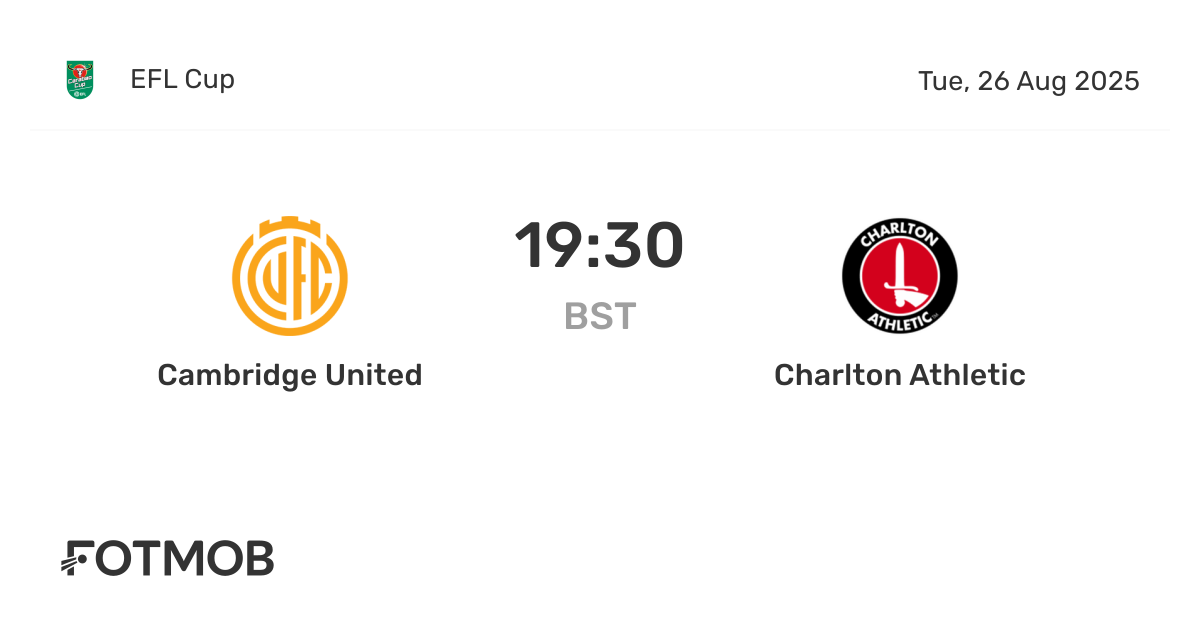 Cambridge United vs Charlton Athletic - live score, predicted lineups ...