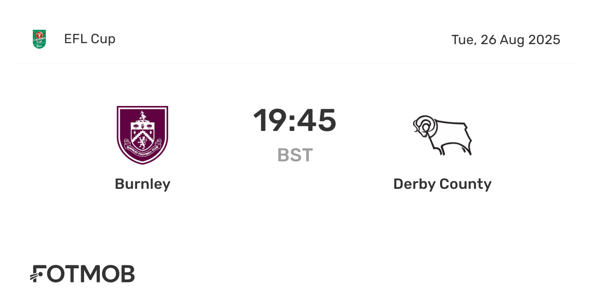 Burnley vs Derby County - live score, predicted lineups and H2H stats
