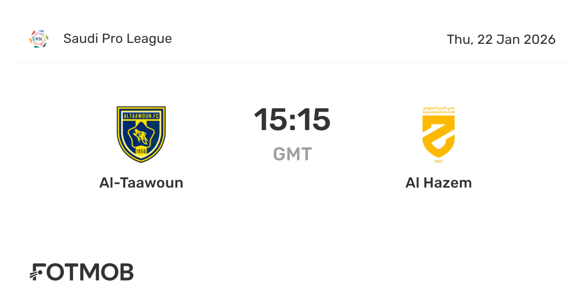 Al-Taawoun ปะทะ Al Hazem - คะแนนสด, รายชื่อผู้เล่นที่คาดการณ์และสถิติ H2H