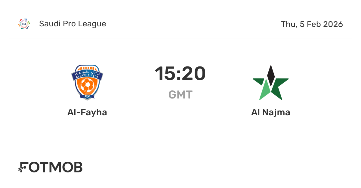 Al-Fayha vs Al Najma - live score, predicted lineups and H2H stats