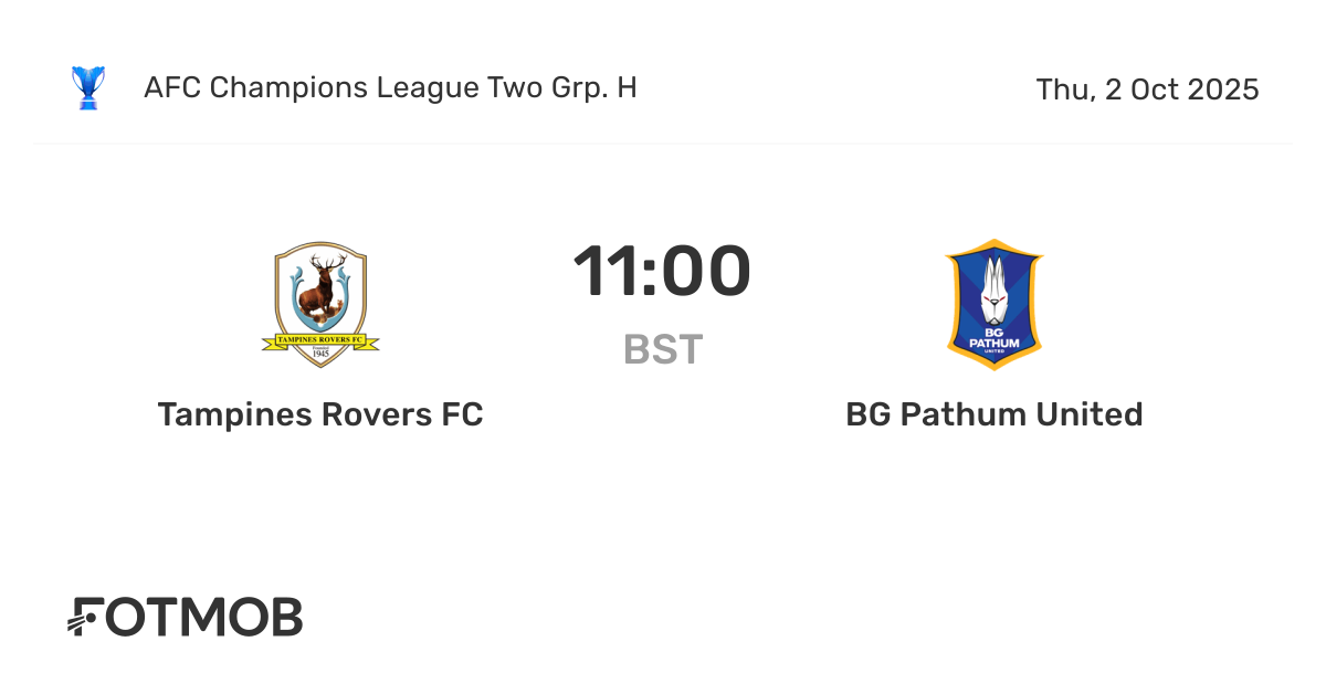 Tampines Rovers FC vs BG Pathum United - live score, predicted lineups ...