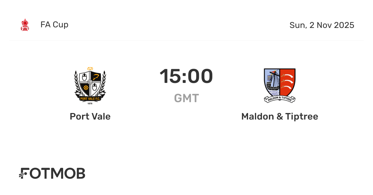 Port Vale vs Maldon & Tiptree - marcador en vivo, alineaciones ...