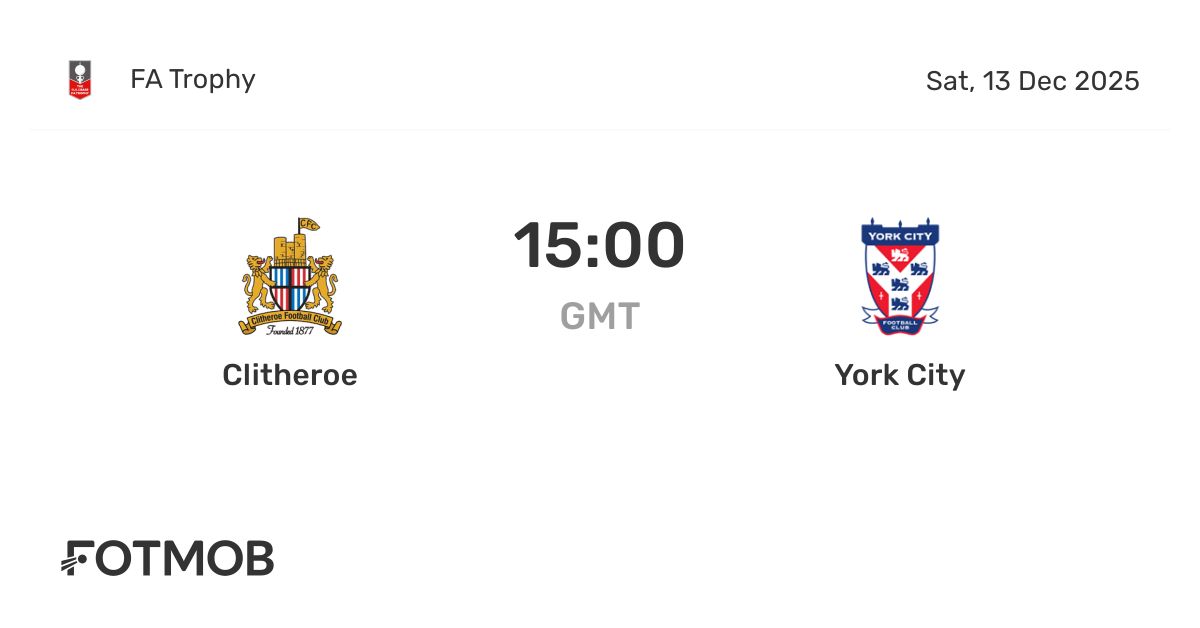 Clitheroe vs York City - live score, predicted lineups and H2H stats