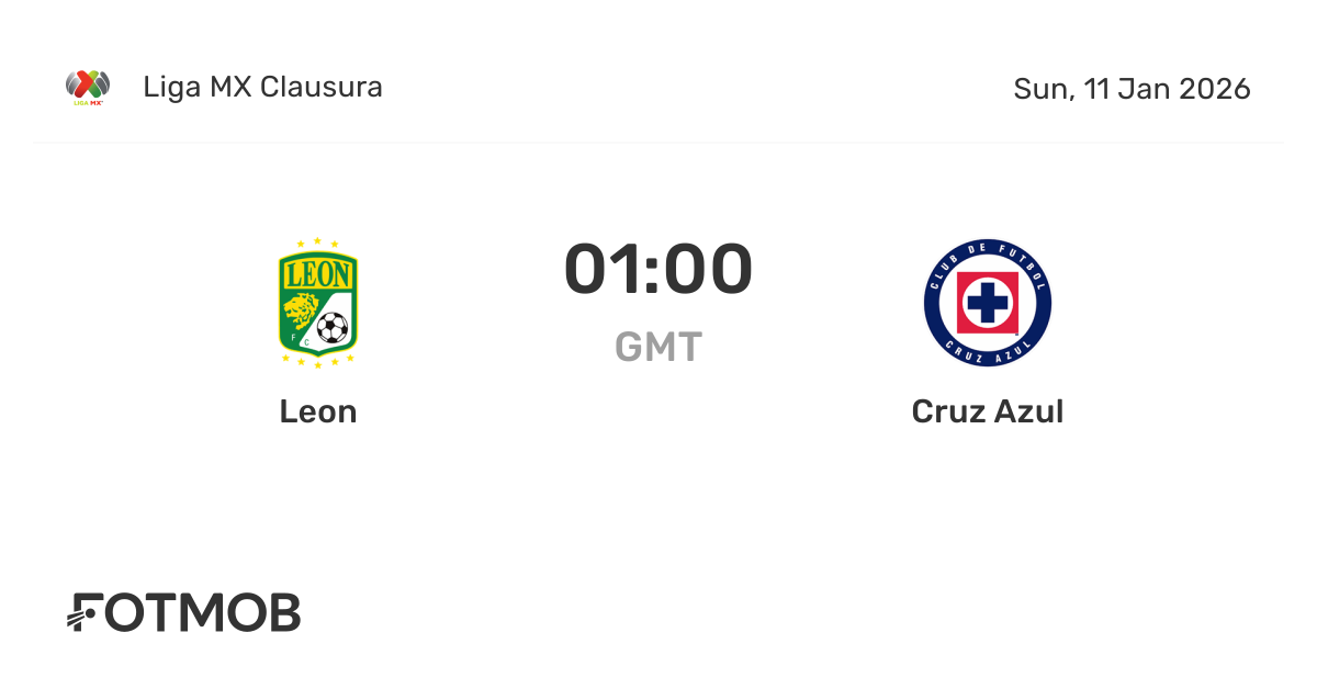 León vs Cruz Azul - live score, predicted lineups and H2H stats