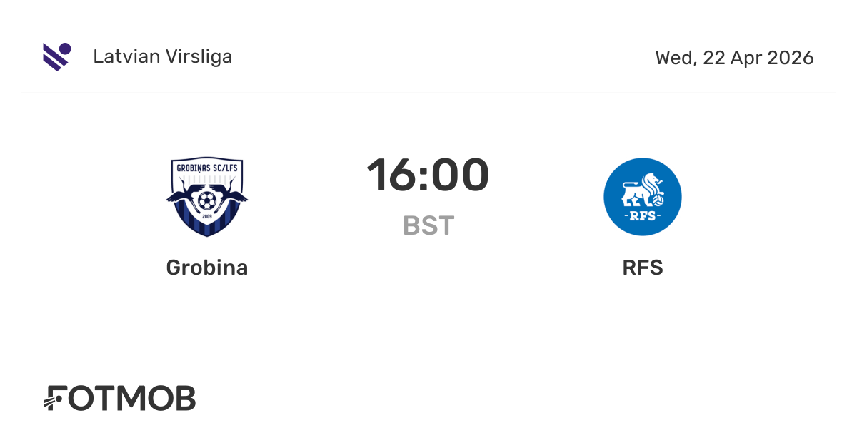 Grobina vs RFS - live score, predicted lineups and H2H stats