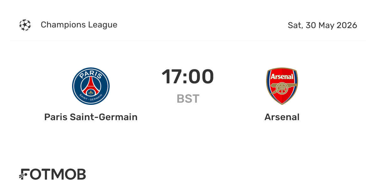 PSG x Arsenal - placar ao vivo, escalações prováveis e estatísticas H2H
