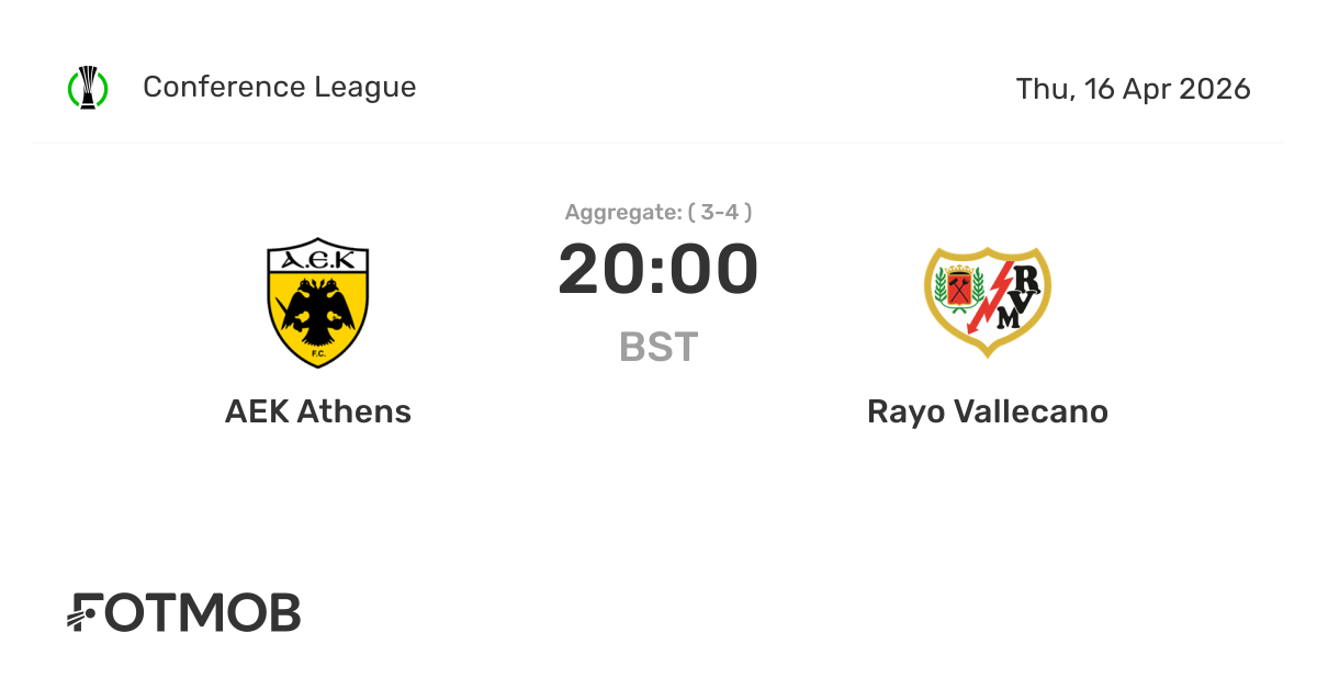 AEK Athens vs Rayo Vallecano - live score, predicted lineups and H2H stats