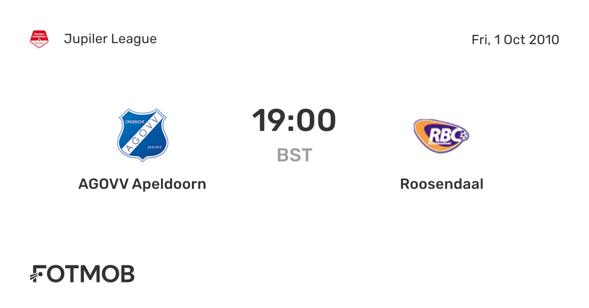 AGOVV Apeldoorn vs Roosendaal - live score, predicted lineups and H2H ...